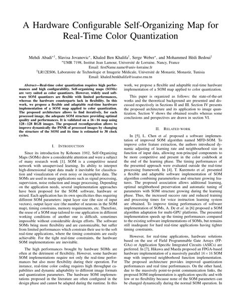 Pdf A Hardware Configurable Self Organizing Map For Real Time Color Quantization