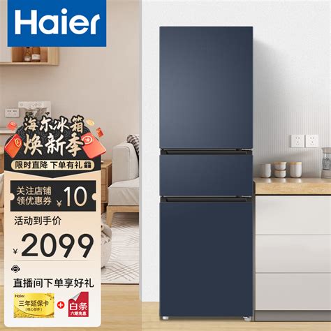 Haier 海尔冰箱小型两门双开门小冰箱家用迷你风冷无霜 节能直冷智能三开门电冰箱 218升风冷无霜BCD 218WGHC3R9B9 京东商城