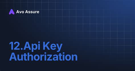 12api Key Authorization Avo Assure
