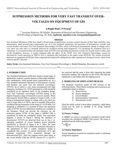 Analysis Of Protection Measures On Equipment Of Gis For Very Fast Transient Over Voltages Pdf