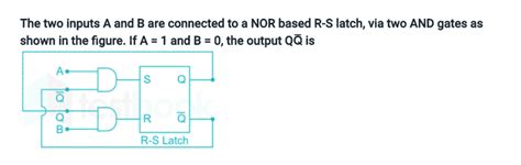 Solved The Two Inputs A And B Are Connected To A NOR Based Chegg
