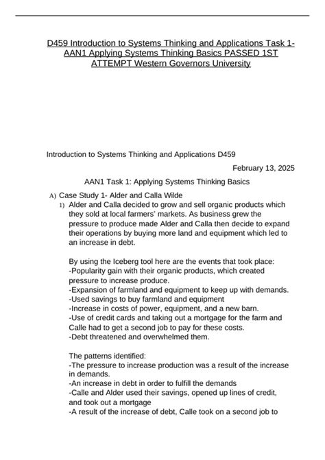 WGU COMBINE PASSED TASKS FOR D459 Introduction To Systems Thinking And