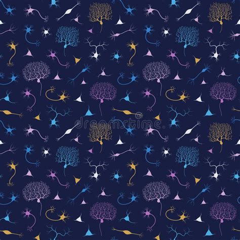 Vector Seamless Pattern With Neurons Stock Illustration Illustration Of Backdrop Neuron