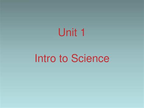 PPT Unit Intro To Science PowerPoint Presentation Free Download