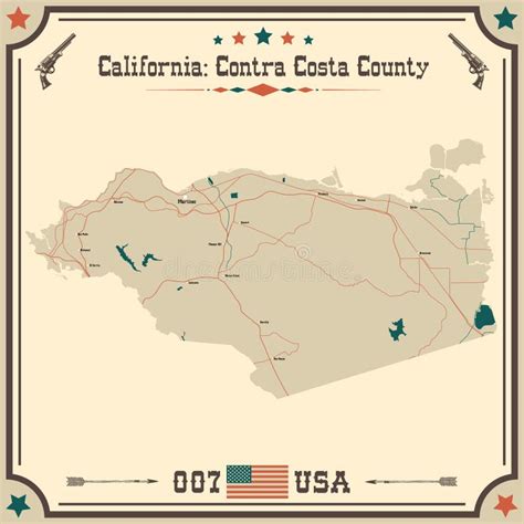 Large And Accurate Map Of Contra Costa County California Usa Stock Vector Illustration Of