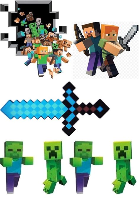 Для торта в стиле Майнкрафт Детские аппликации Шаблоны Торт Minecraft