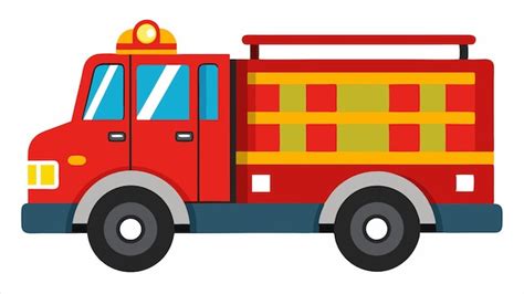 Un Camión De Bomberos De Dibujos Animados Con Una Luz Amarilla En El