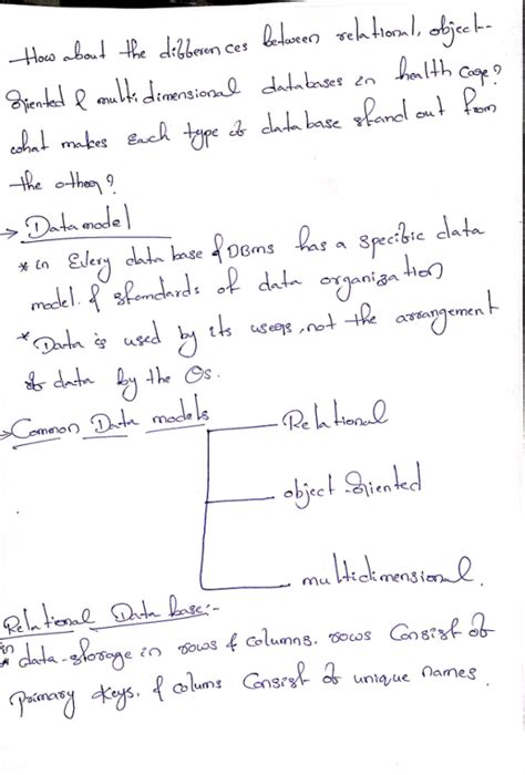 How About The Differences Between Relational Object Oriented And Multidimensional Databases In