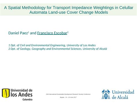 pdf a spatial methodology for transport impedance weightings in celullar automata land use