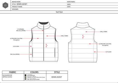 Vest Jacket Tech Pack Design Technical Drawing Behance