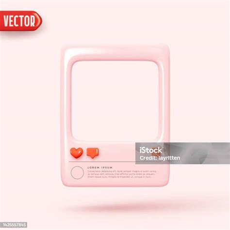 소셜 미디어 클린 빈 게시물 템플릿 소셜 네트워크의 핑크 프레임 경계 사실적인 3d 디자인 장식 요소 광고 배너 및 포스터 벡터 일러스트 레이 션 3차원 형태에 대한 스톡