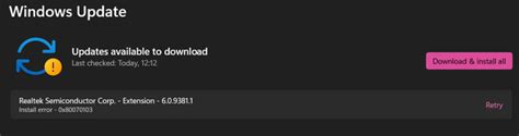 Problem Realtek Semiconductor Corp Extension Update On Win11