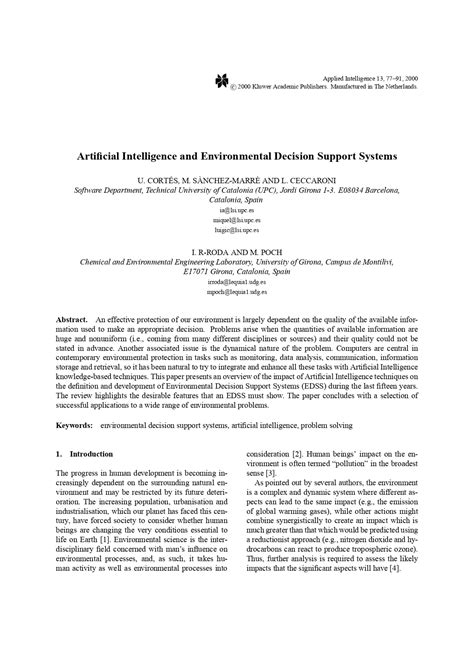 Artificial Intelligence And Environmental Decision Support Systems
