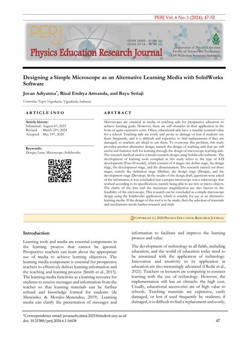 Pdf Designing A Simple Microscope As An Alternative Learning Media