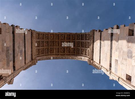 View Up To The High Arch At The Facciatone Panoramic Viewpoint In Siena