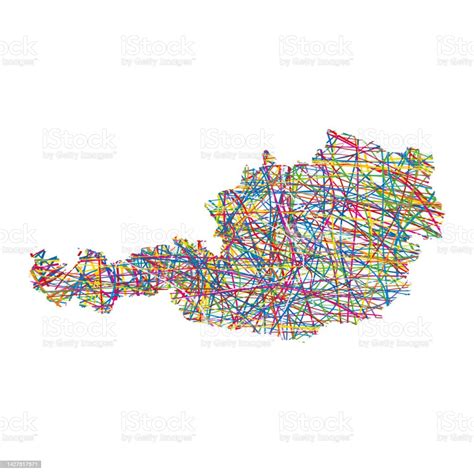 오스트리아의 여러 가지 색상의 추상 줄무늬지도의 벡터 일러스트 레이 션 0명에 대한 스톡 벡터 아트 및 기타 이미지 0명 개념 국가 지리적 지역 Istock