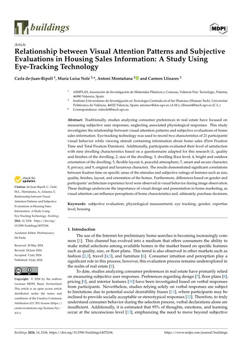 Pdf Relationship Between Visual Attention Patterns And Subjective Evaluations In Housing Sales