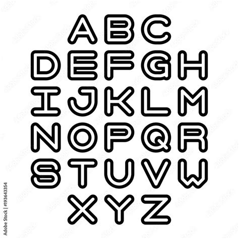 Outline Font And Alphabet Vector Alphabet Letters Stock Vector