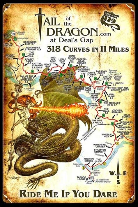 Tail Of The Dragon Motorcycle Ride Poster Riding The Dragon Tail Of