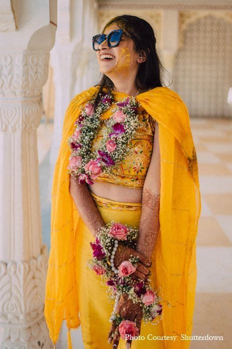 Isha And Mohit Jaipur Haldi Ceremony Haldi Ceremony Outfit Floral