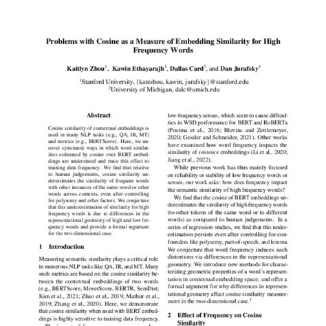 Problems With Cosine As A Measure Of Embedding Similarity For High