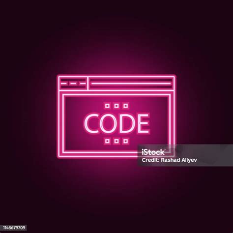 브라우저 코딩 아이콘입니다 네온 스타일 아이콘에서 웹 개발의 요소입니다 웹사이트 웹 디자인 모바일 앱 정보 그래픽에 대 한