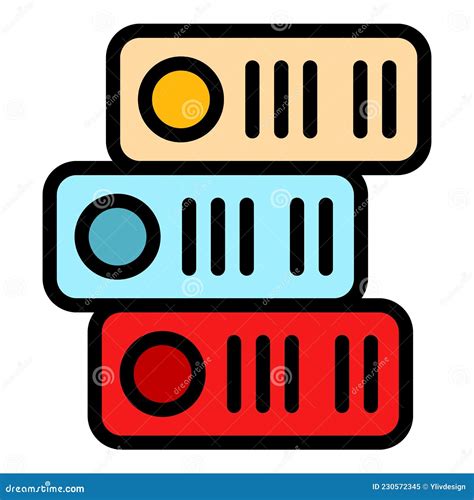 Office Stack Folders Icon Color Outline Vector Stock Illustration