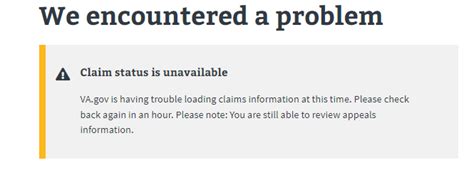 Claims Update Webpage Errors Rveteransbenefits