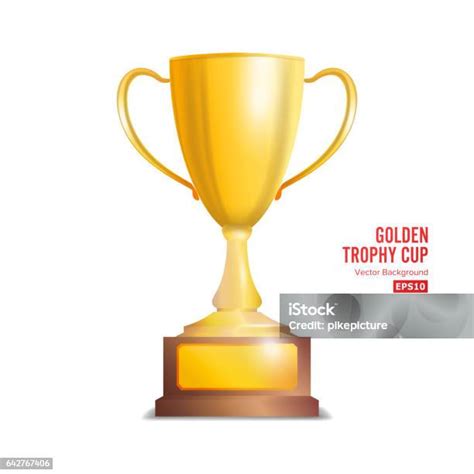 골든 트로피 컵입니다 흰색 배경 벡터 일러스트 레이 션에 절연 3차원 형태에 대한 스톡 벡터 아트 및 기타 이미지 3차원 형태 개념 골 스포츠 장비 Istock
