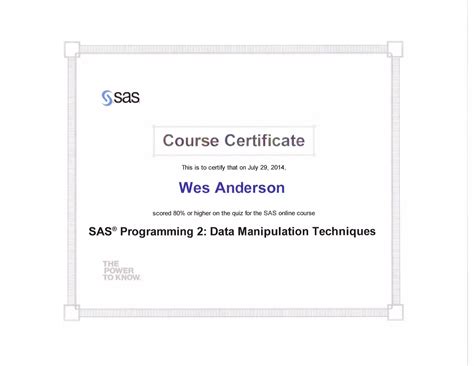Sas Programming Ii Certificate Ppt