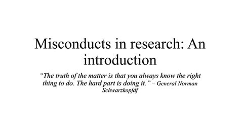 Research Misconduct An Introduction Ppt