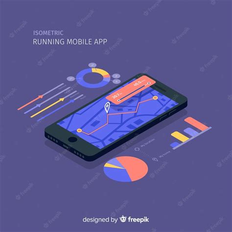 아이소 메트릭 실행 모바일 앱 Infographic 무료 벡터