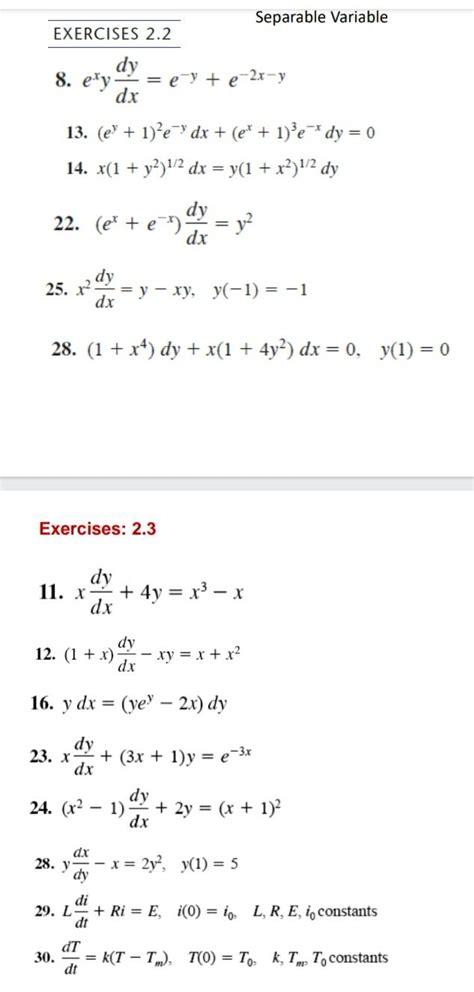 Solved Separable Variable Exercises 22 Dy 8 Ety E