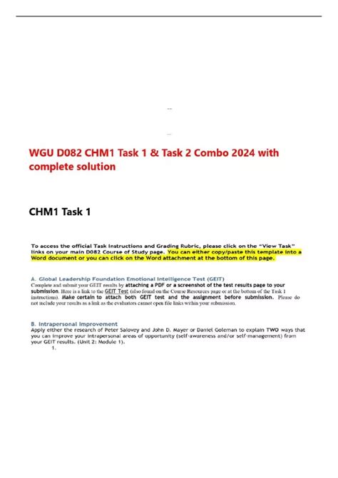 Wgu D082 Chm1 Task 1 And Task 2 Combo 2024 With Complete Solution Emotional And Cultural
