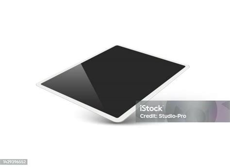 빈 화면과 Ipad Pro Air와 비슷한 사실적인 그림자가있는 원근감보기 태블릿 모형 템플릿 데스크탑 컴퓨터에 대한 스톡 벡터 아트 및 기타 이미지 Istock