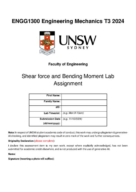 Static Lab Report Template V ENGG Engineering Mechanics T Faculty Of Engineering