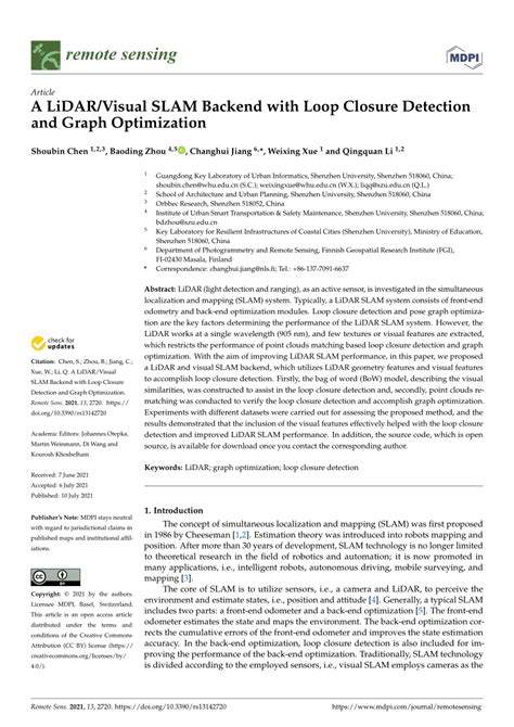 Pdf A Lidarvisual Slam Backend With Loop Closure Detection And Graph