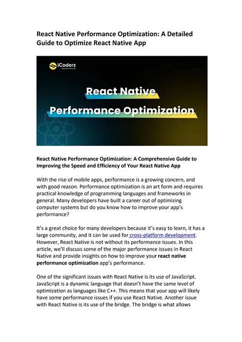 React Native Performance Optimization A Detailed Guide To Optimize
