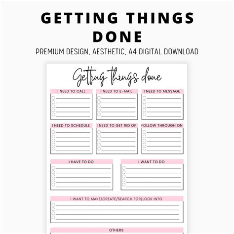 GTD Template Gtd Planner Adhd Task Organizer GTD System Getting