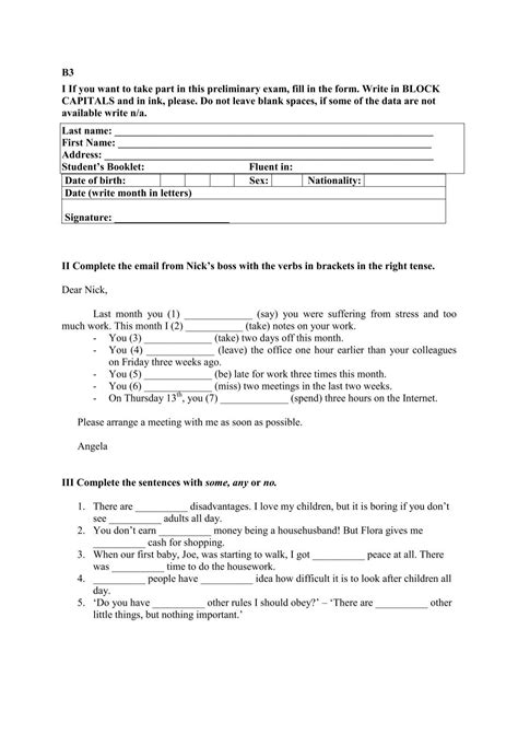 B3 I If You Want To Take Part In This Preliminary Exam Fill In The Form