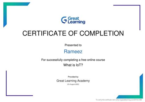 R Rameez On Linkedin Iot Certificateofcompletion Greatlearning Internetofthings Skill