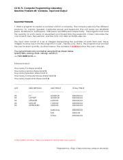 MP4 Pdf CS10 7L Computer Programming Laboratory Machine Problem 4 Variables Input And