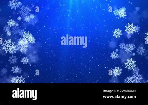 Big Snowflakes Falling Spinning Blue Particles Winter Snowfall Looped 3d 4k Animation Stock
