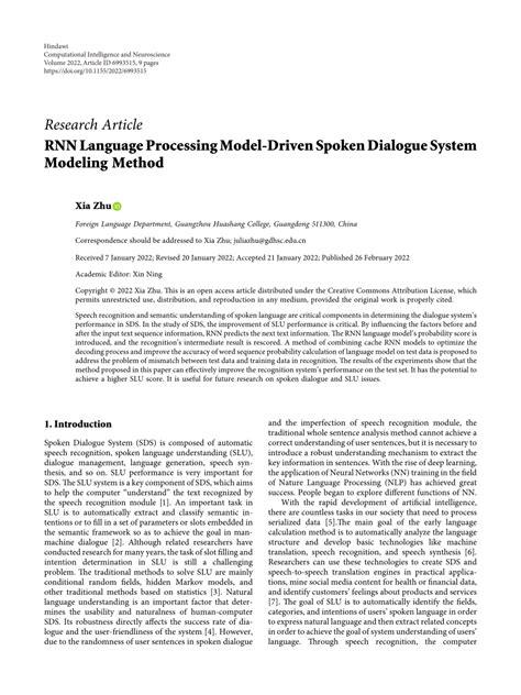 Pdf Rnn Language Processing Model Driven Spoken Dialogue System
