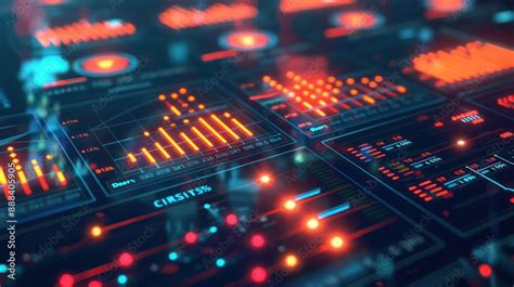 High Tech Digital Art Showing A Real Time Credit Risk Monitoring Dashboard With Pulsating