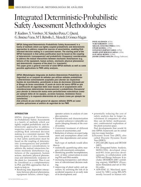 Pdf Integrated Deterministic Probabilistic Safety Assessment