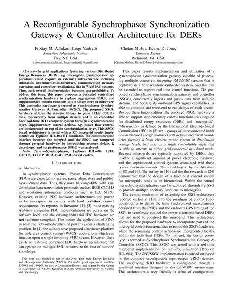 Pdf A Reconfigurable Synchrophasor Synchronization Gateway
