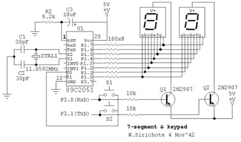 at89c2051 4051 scanning 7 segment display and keypad electronic