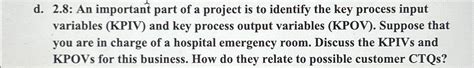 Solved D 28 An Important Part Of A Project Is To Identify