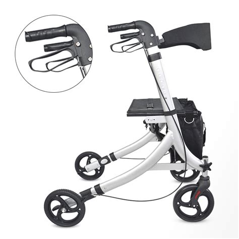 Foldable Adult Walking Frame Forearm Aluminium Wheeled Tall Rollator Walker Lightweight Seat